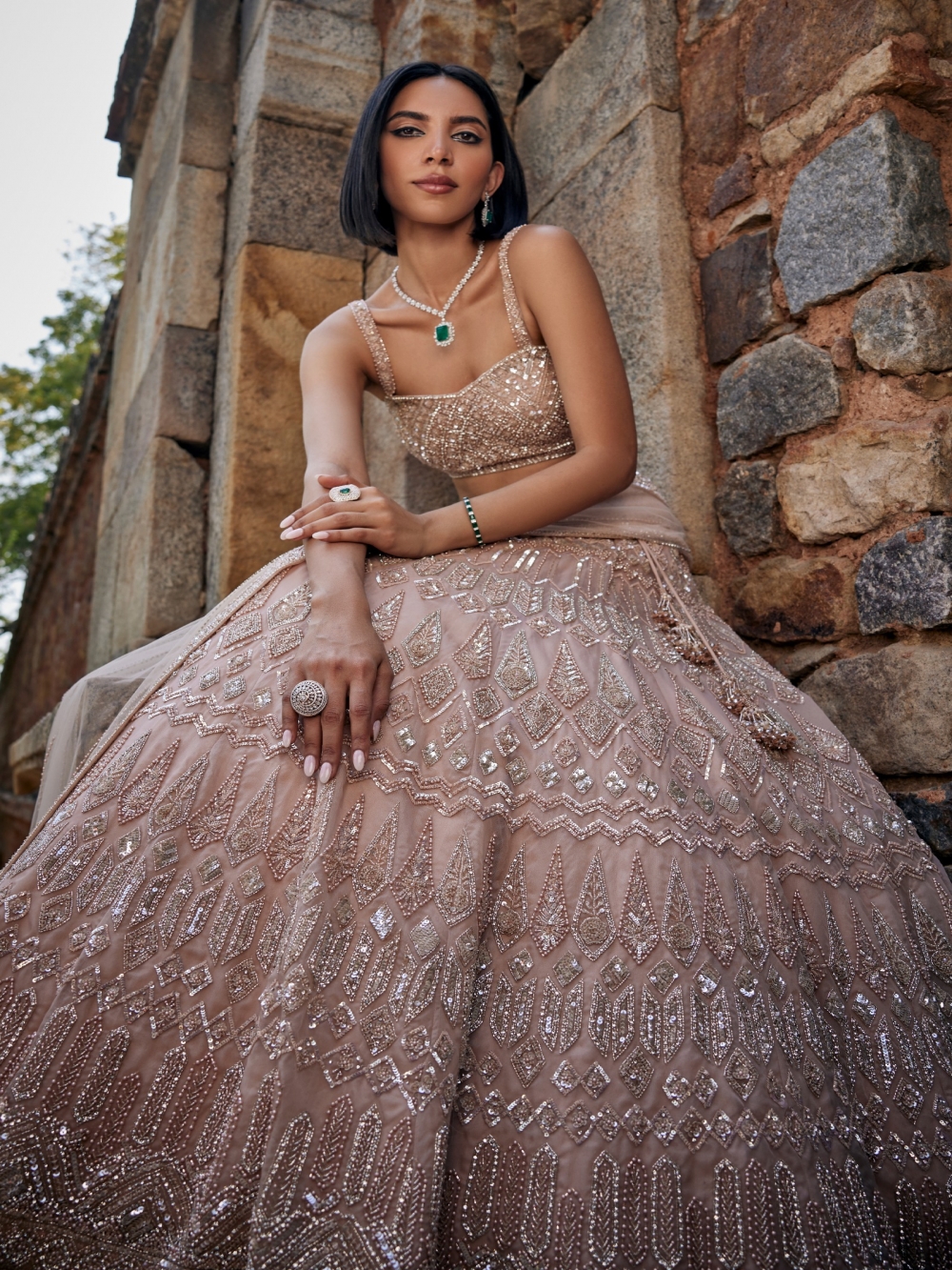 Veiled Rose Lehenga Set - Frontier Raas