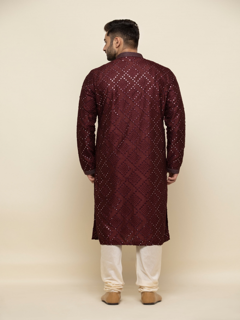 Maroon Raw Silk Kurta Set- Frontier Raas