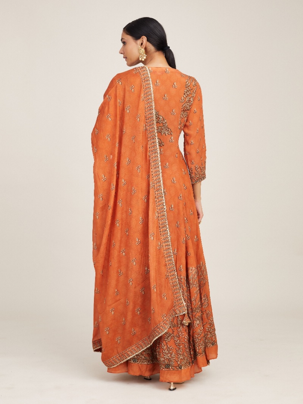 Buy Orange embellished mullet sharara set For Women Online