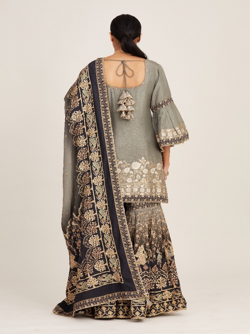 Buy Steel Grey Kurta Gharara Set For Women Online