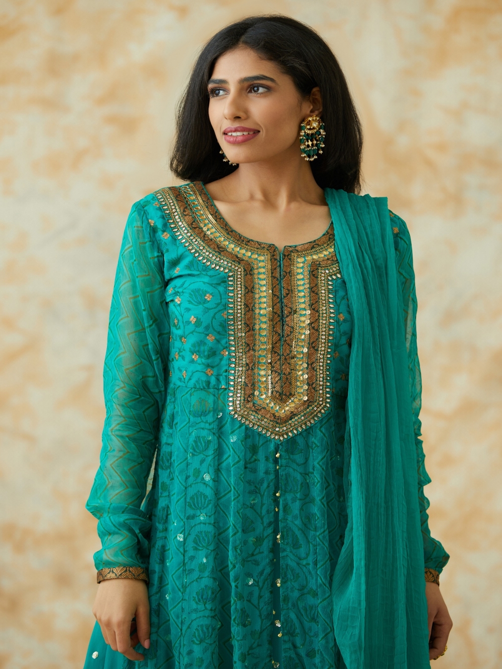 Buy Jade Green Chiffon Suit For Women Online - Frontierraas