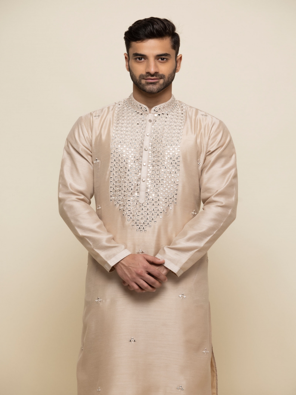 Ivory Silk Kurta Set- Frontier Raas