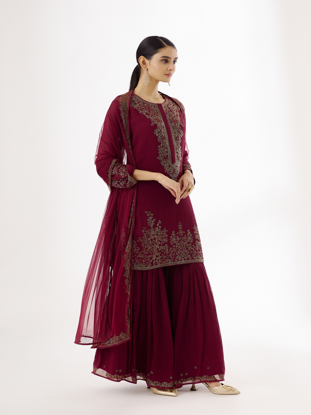 Rare,Maroon,Garara,Suit-,Frontier,Raas