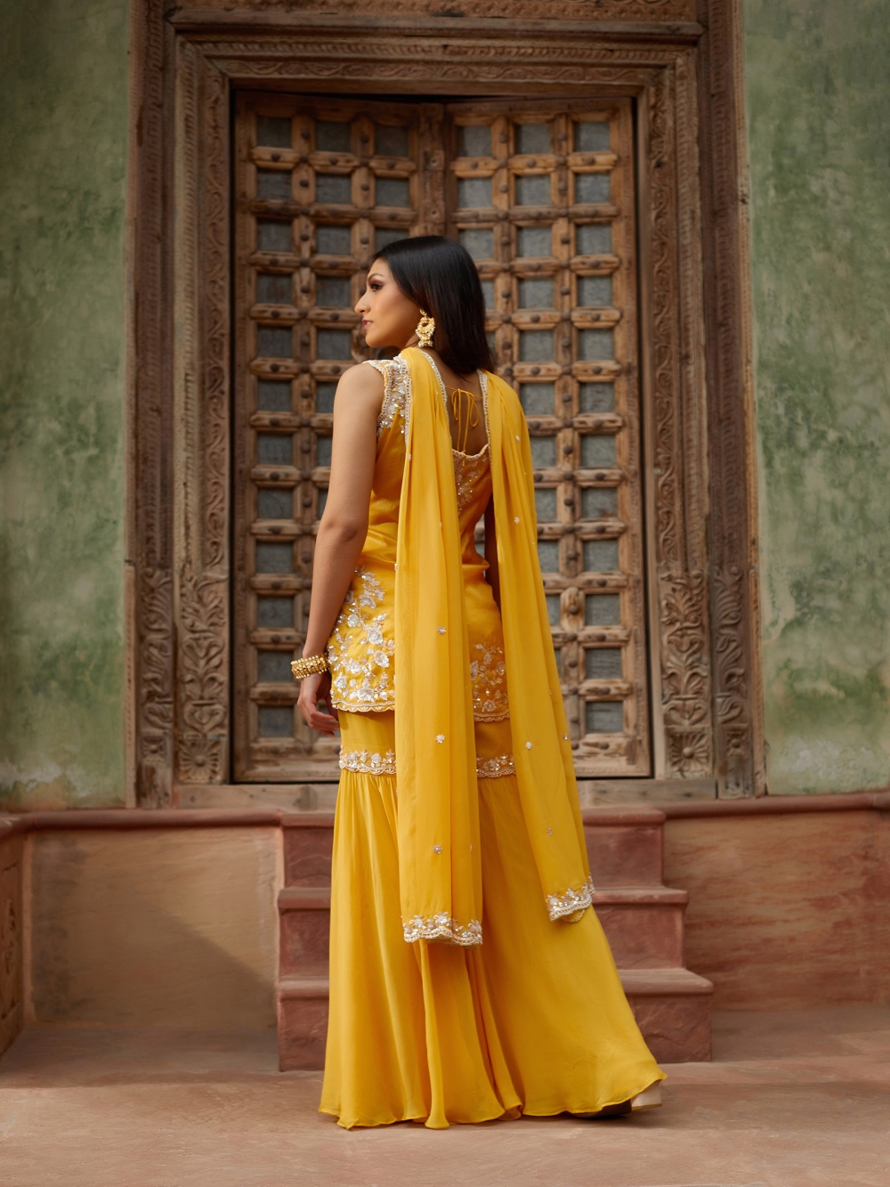 Custard Yellow Sharara Suit- Frontier Raas