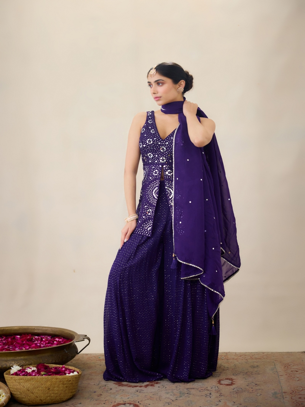 Royal Purple Sharara Set - Frontier Raas