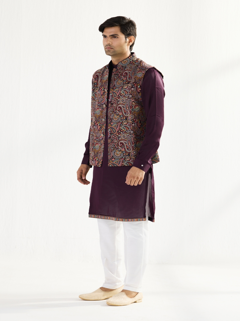 Raisin Silk Halk Jacket Set - Frontier Raas