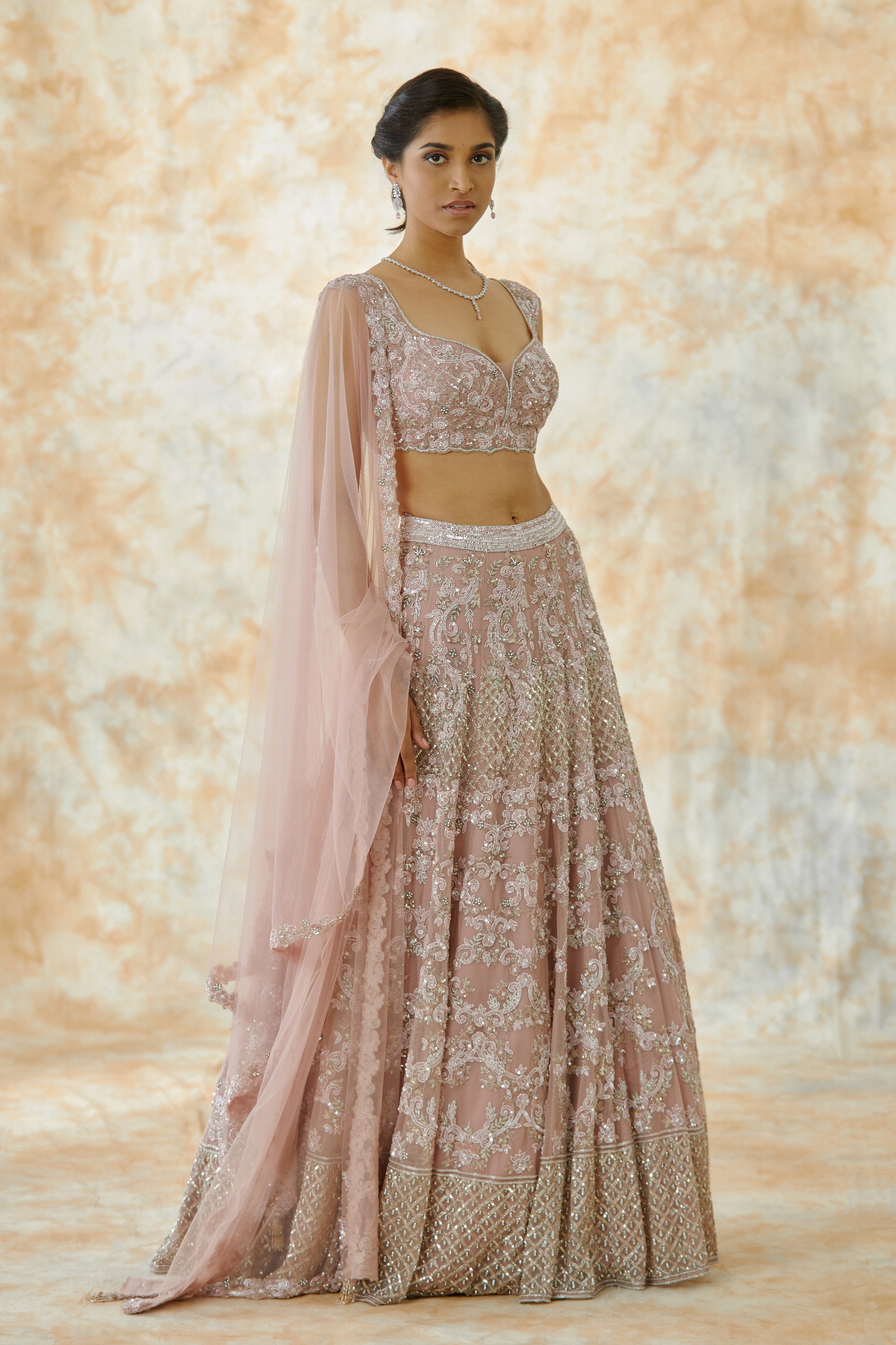 Buy Rose Pink Net Lehenga For Women Online - Frontierraas