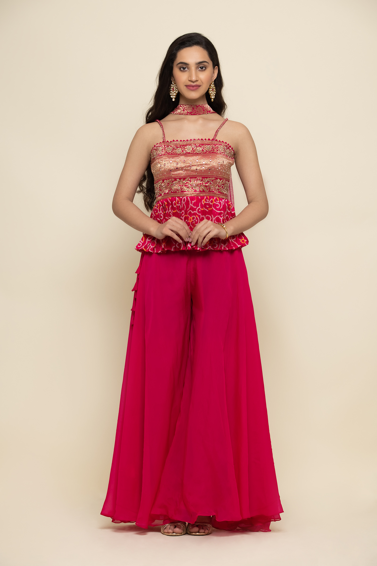 Ruby Pink Sharara Suit- Frontier Raas