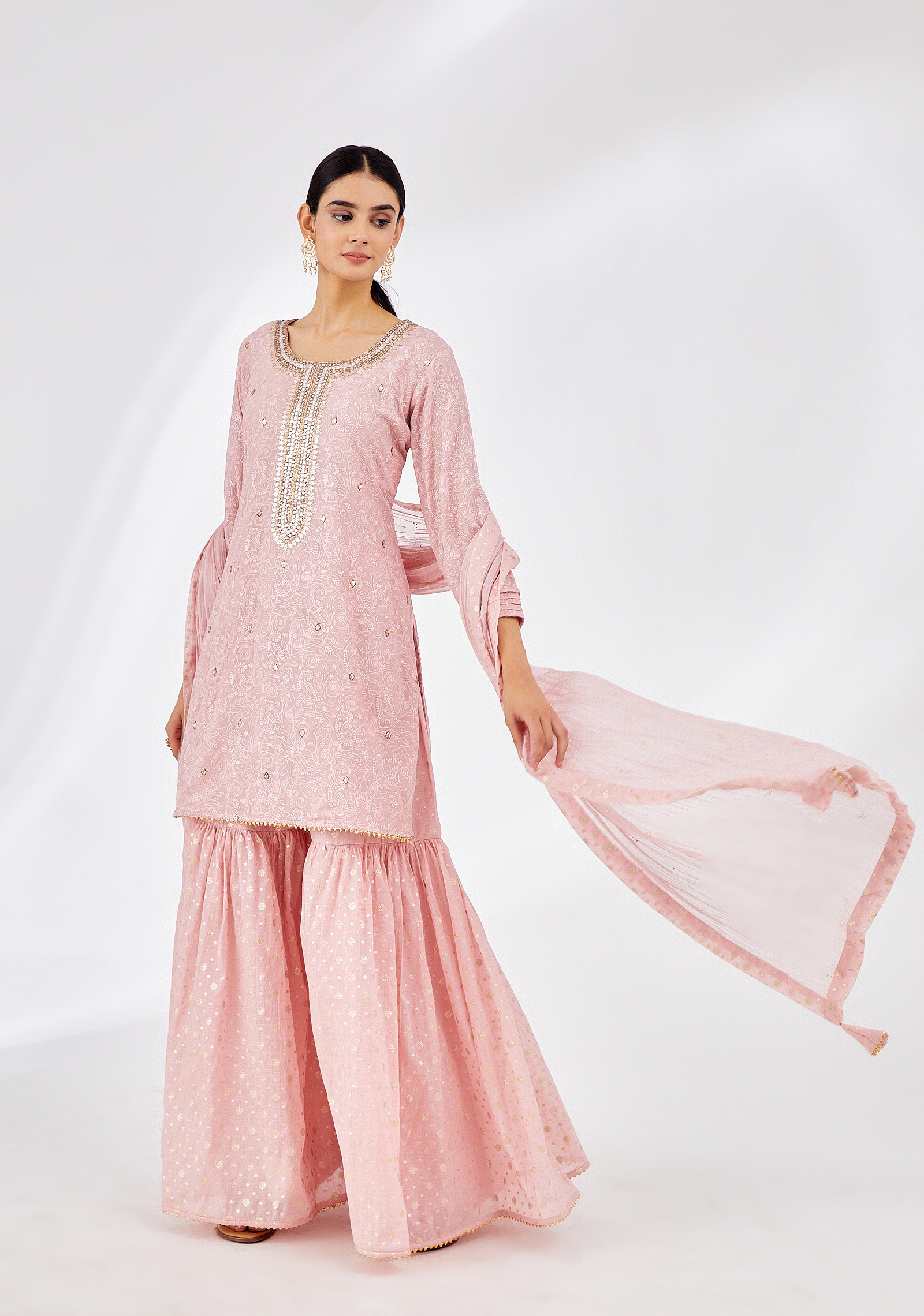 Peach,Sharara,Suit-,Frontier,Raas