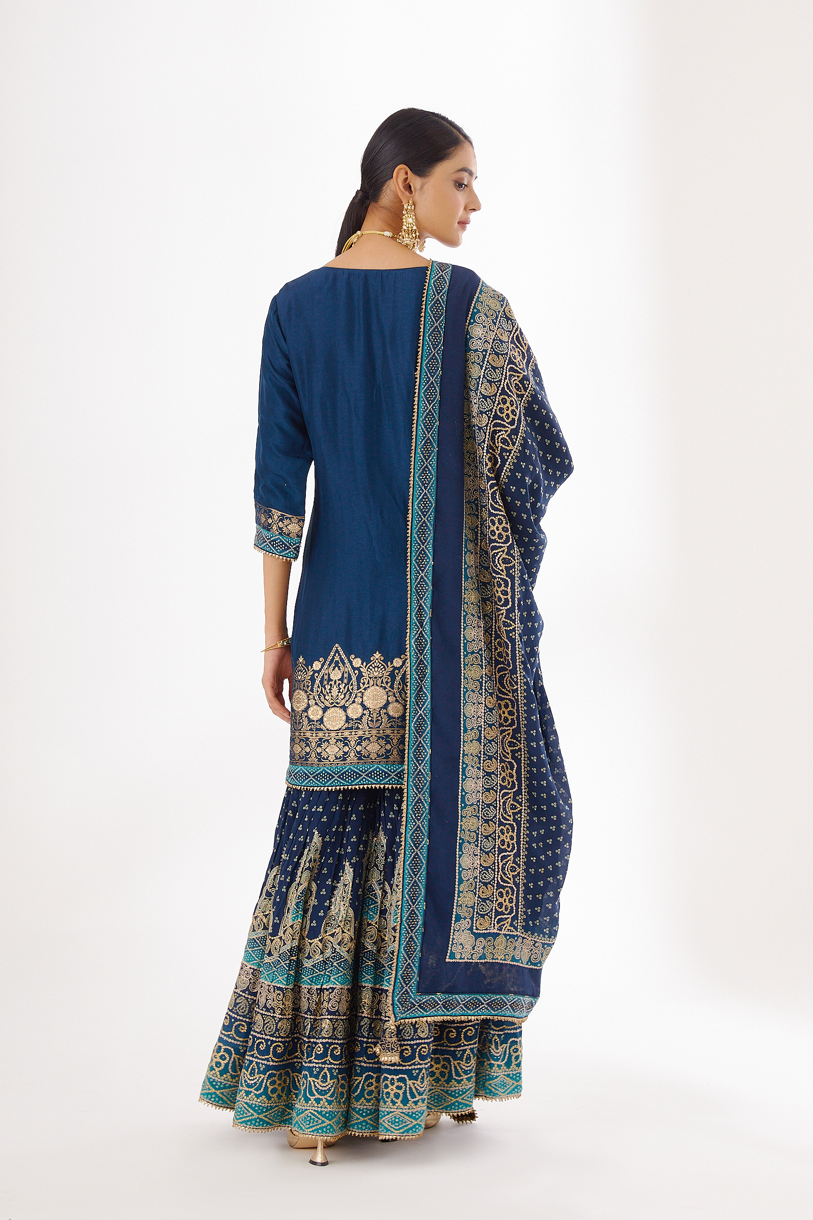 Royal,Blue,Silk,Garara,Suit-,Frontier,Raas