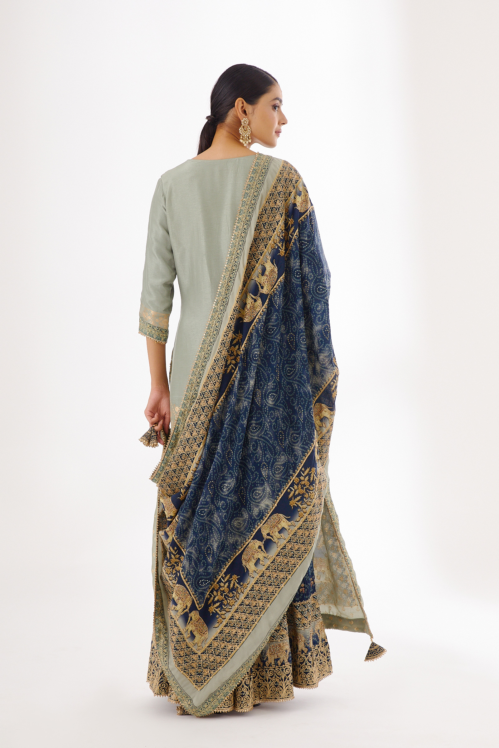 Powder,Blue,Garara,Suit-,Frontier,Raas