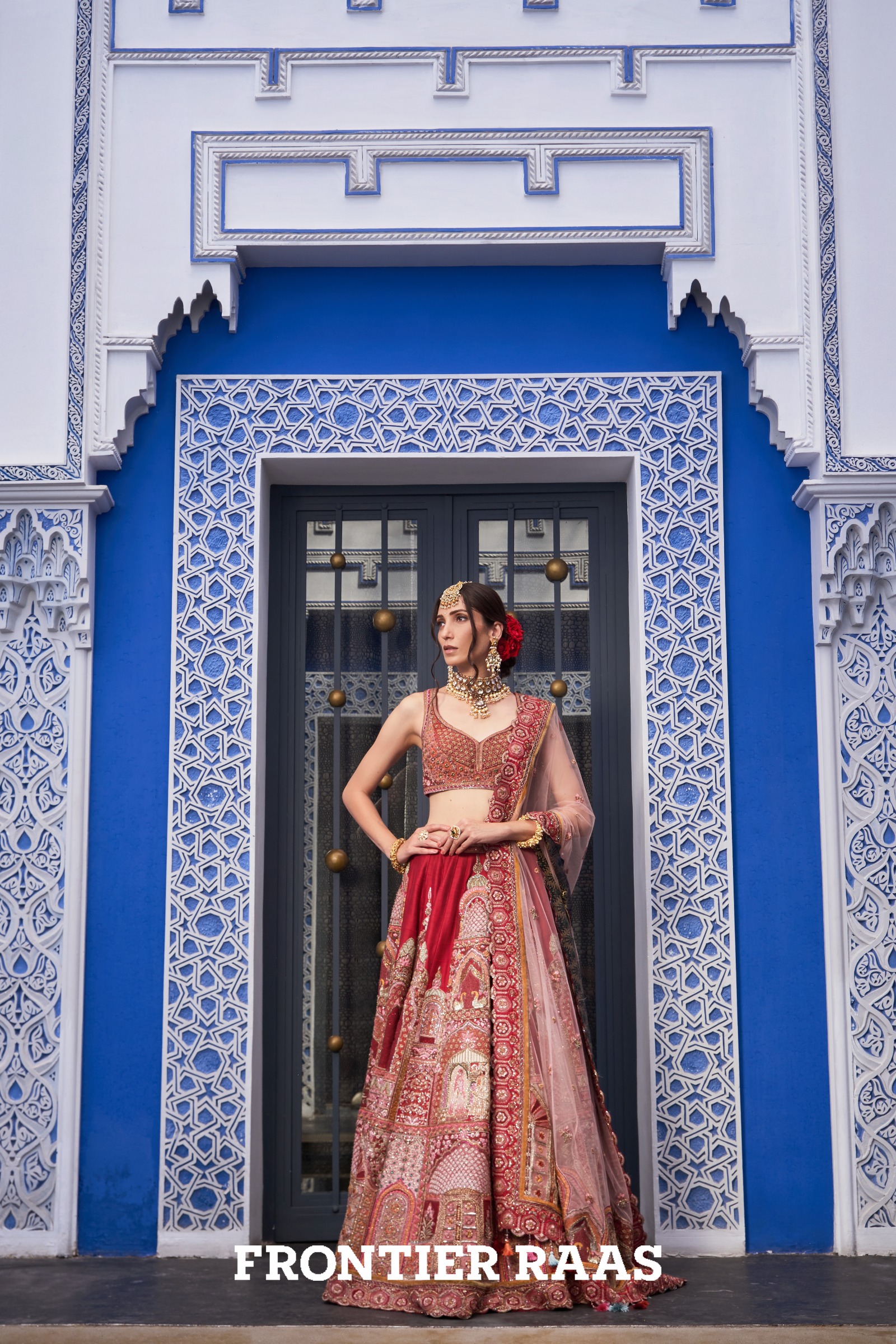 Crimson Red silk Lehenga- Frontier Raas