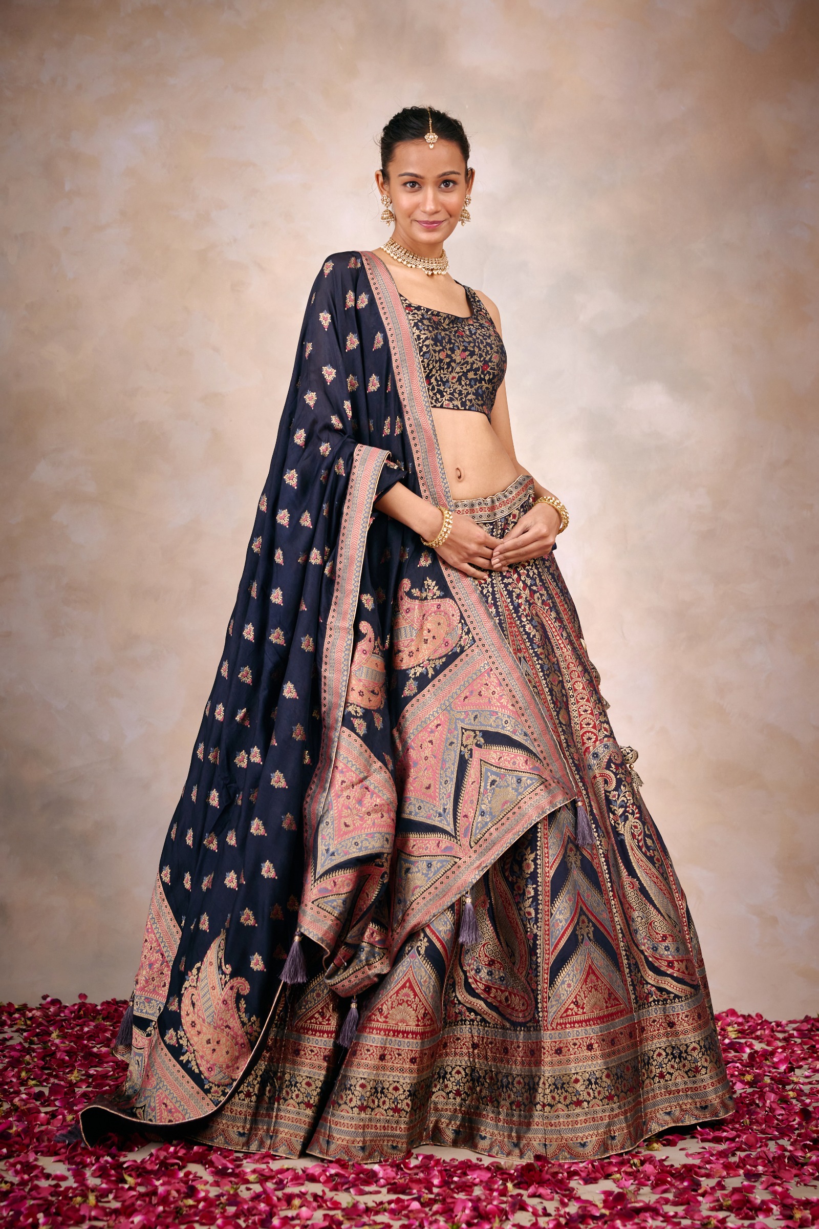 Persian Blue Banarasi Silk Lehenga- Frontier Raas
