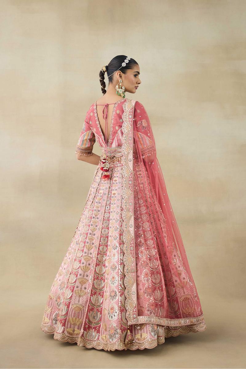 Solid Coral Lehenga Set - Frontier Raas