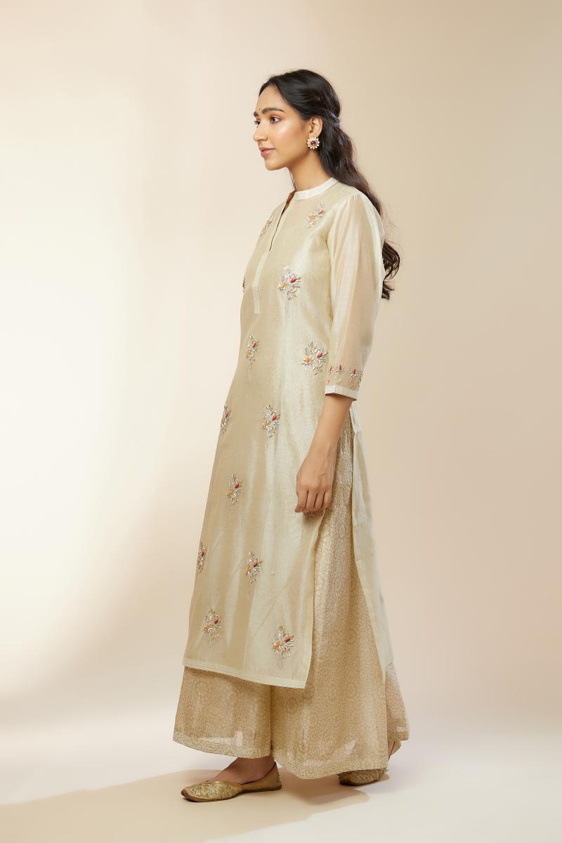 Buy Ivory Chanderi Kurta Set For Women Online