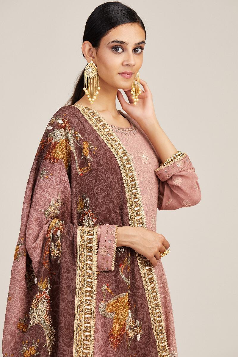 Buy Pink Chinkari Anarkali Kurta Set For Women Online