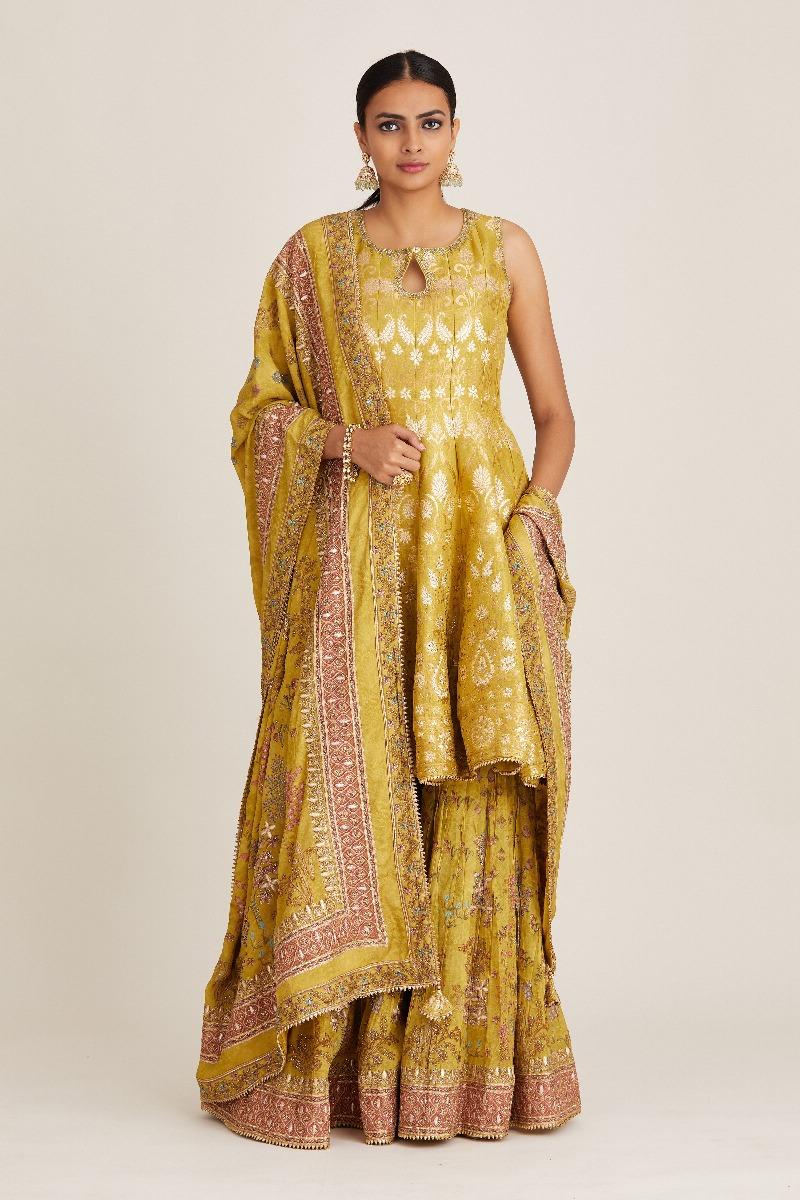 Buy Yellow Kurta Gharara Set For Women Online