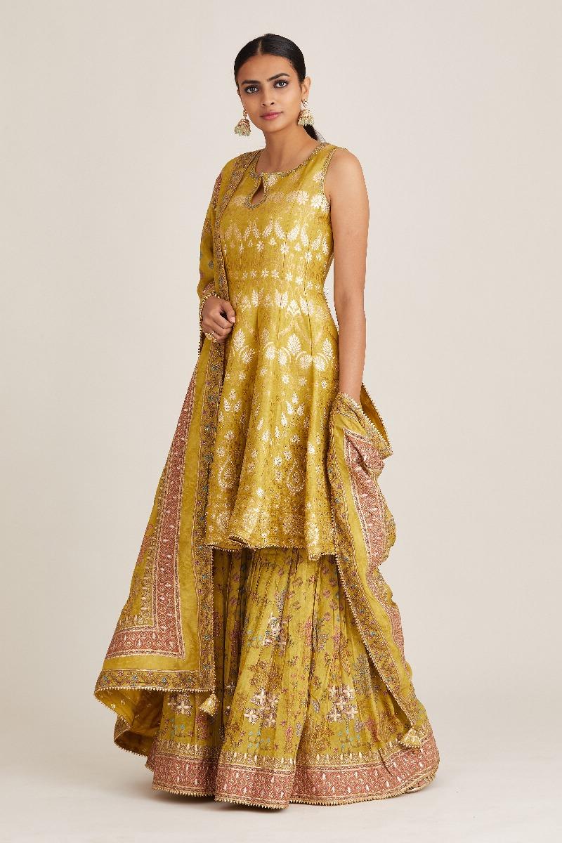 Buy Yellow Kurta Gharara Set For Women Online