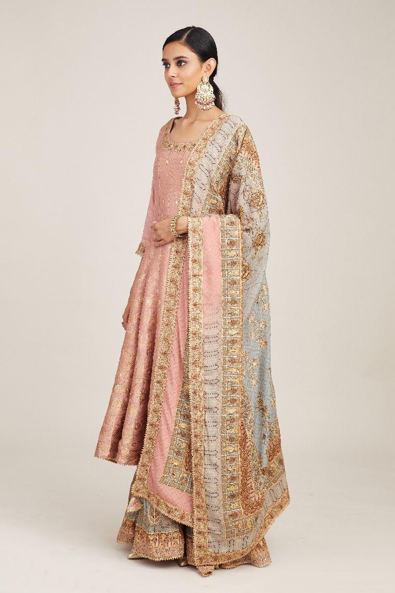 Buy Rose Pink Anarkali Set For Women Online