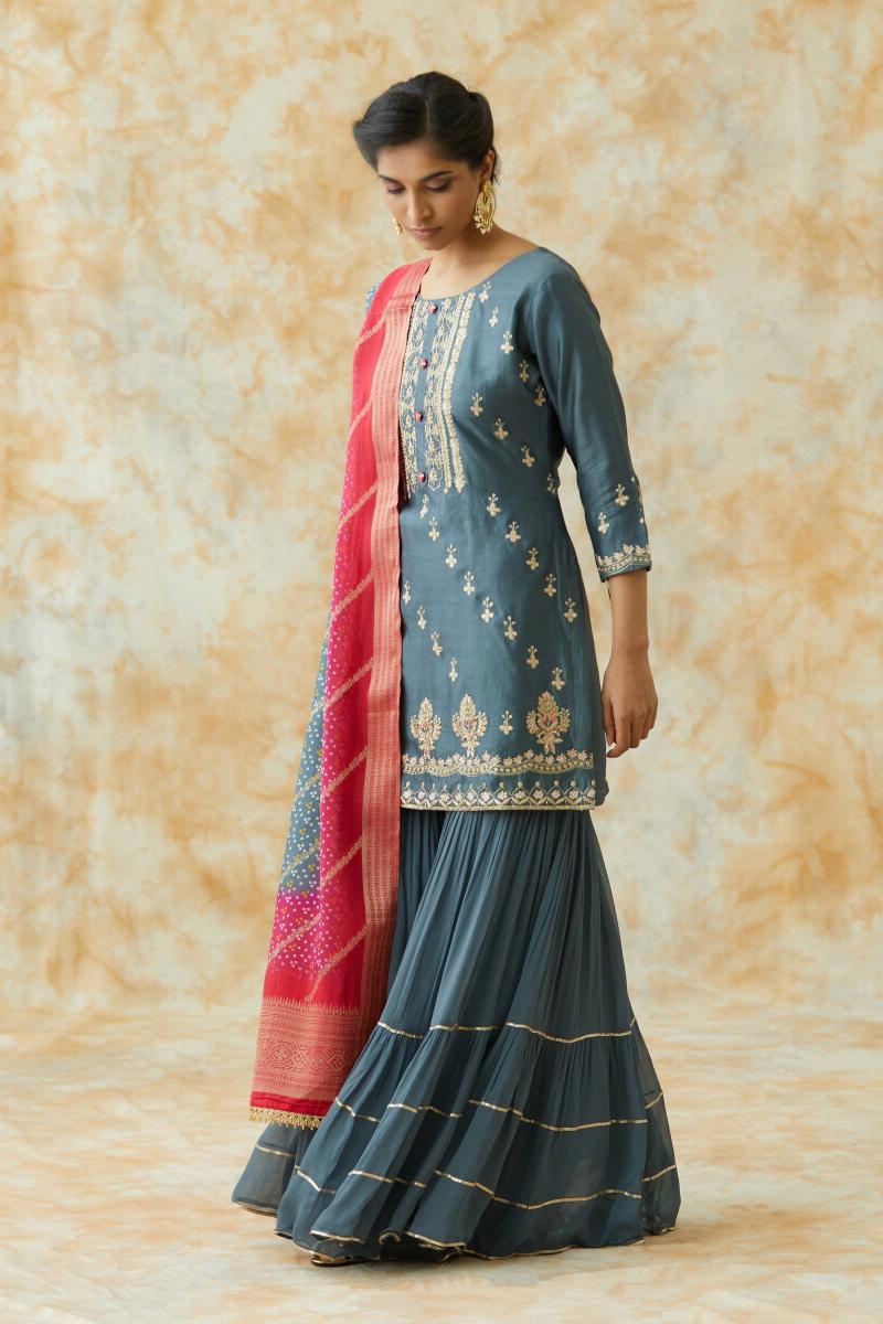 Buy Grey Sharara Suit For Women Online - Frontierraas
