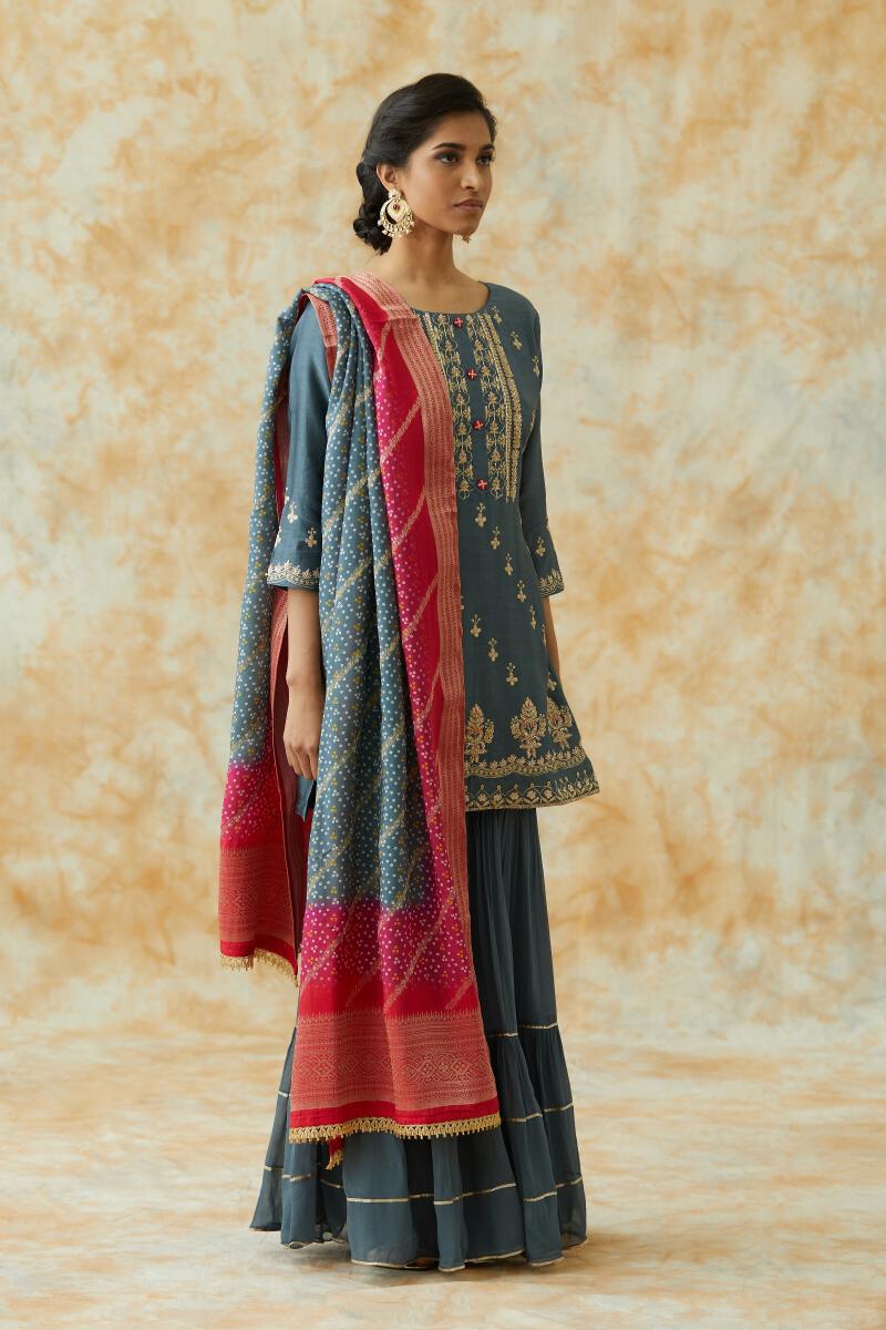 Buy Grey Sharara Suit For Women Online - Frontierraas