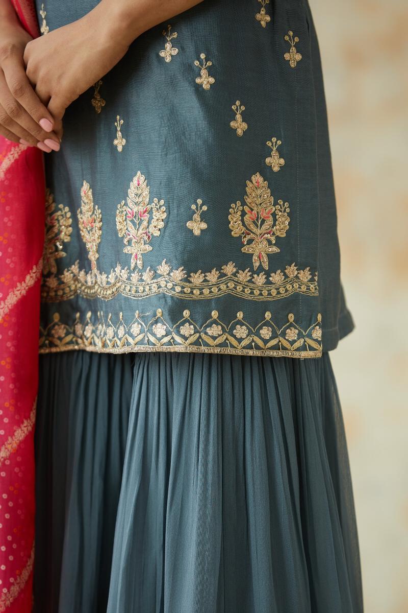 Buy Grey Sharara Suit For Women Online - Frontierraas