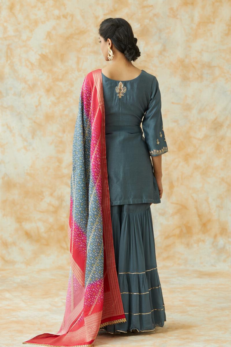 Buy Grey Sharara Suit For Women Online - Frontierraas