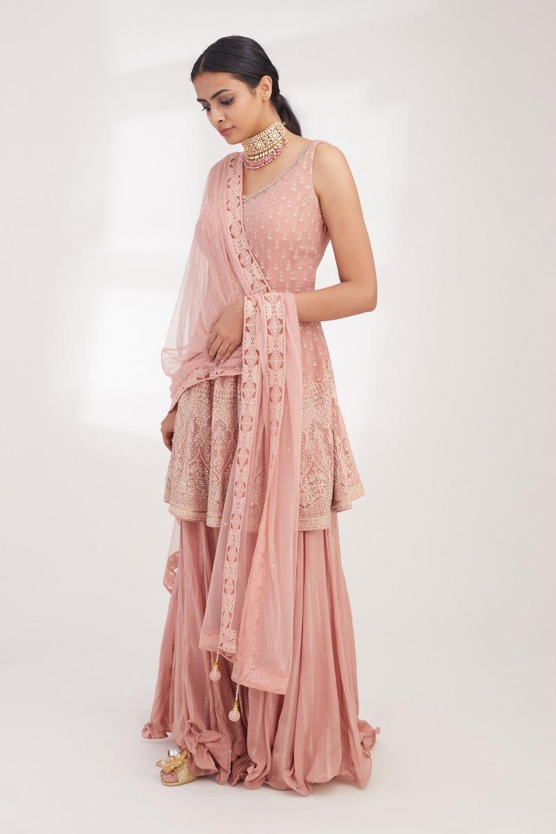 Buy Rose Pink Sharara Set For Women Online