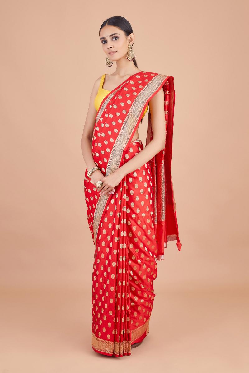 Buy Red Floral Booti Saree For Women Online