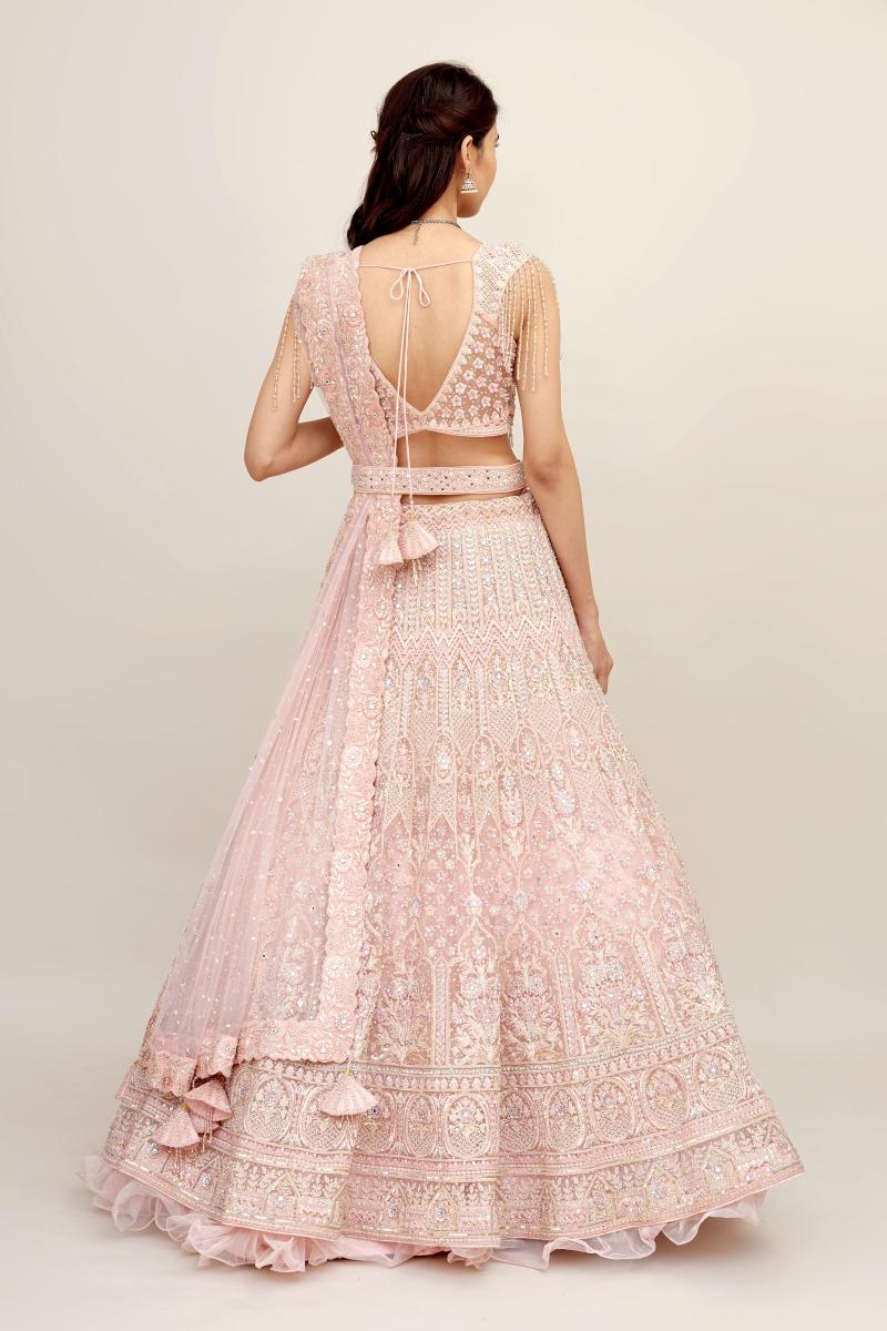 Buy Sublime Pink Net Lehenga For Women Online - Frontierraas