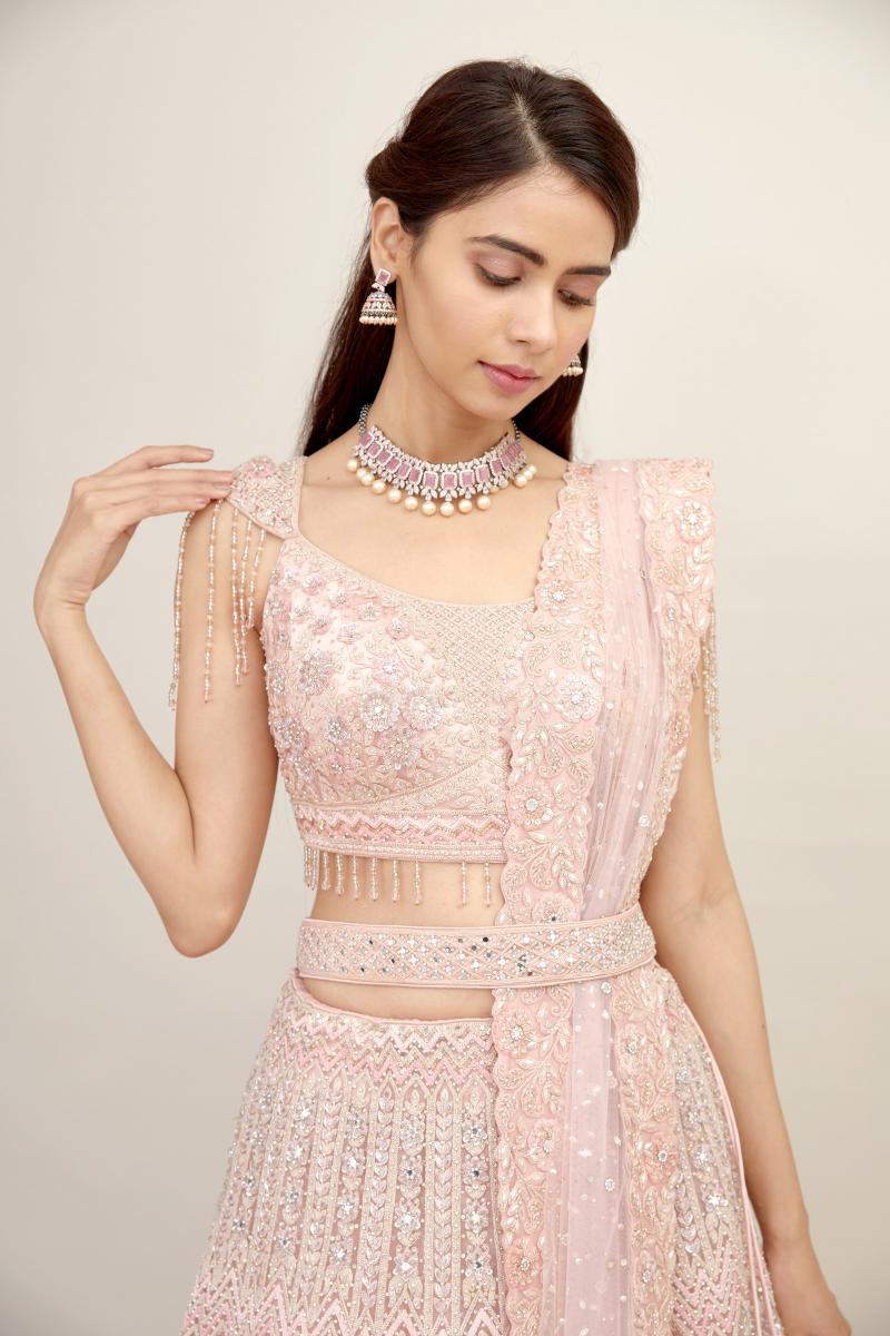 Buy Sublime Pink Net Lehenga For Women Online - Frontierraas