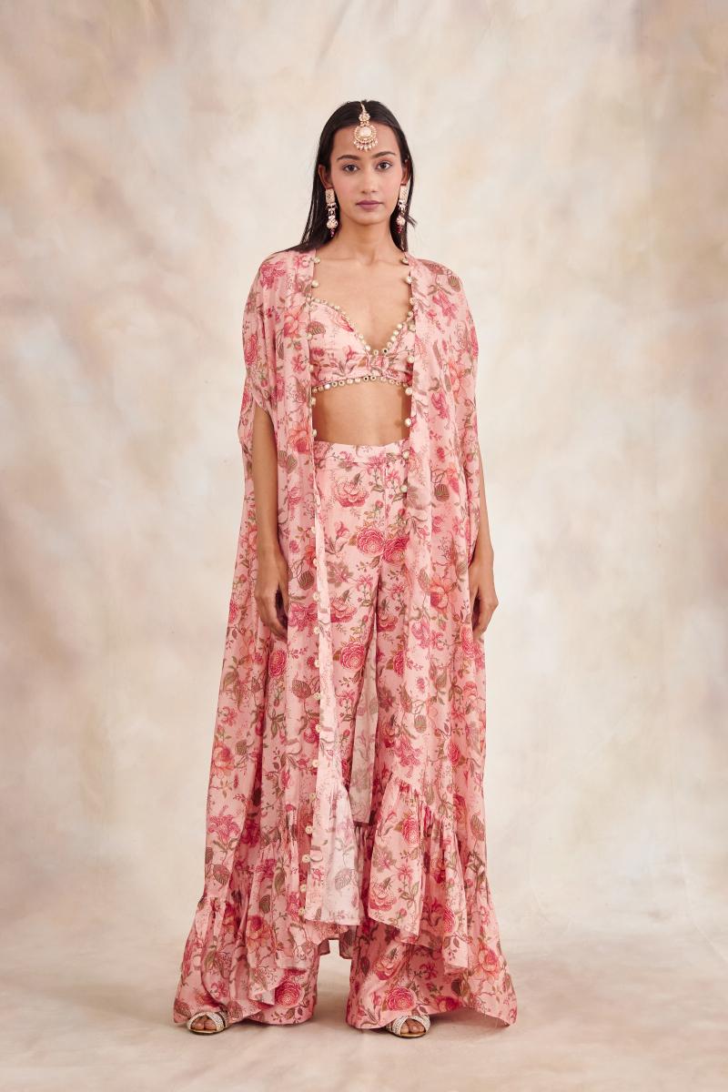 Exotic Peach Cape Suit Set- Frontier Raas