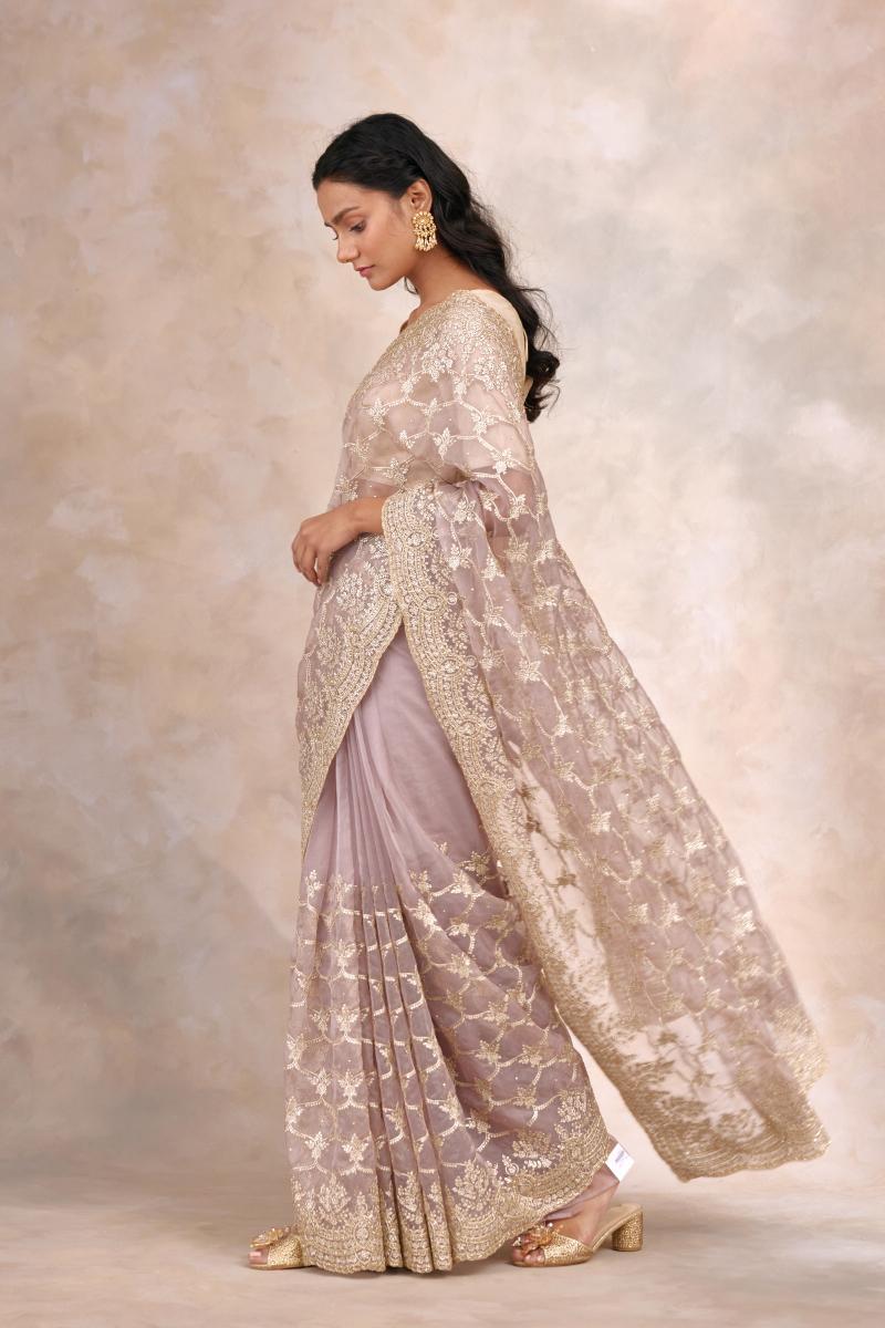 Soft Lavender Organza Saree- Frontier Raas