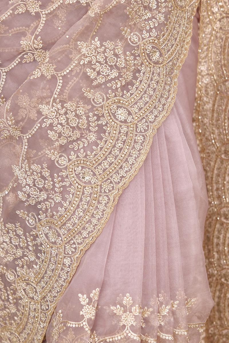Soft Lavender Organza Saree- Frontier Raas