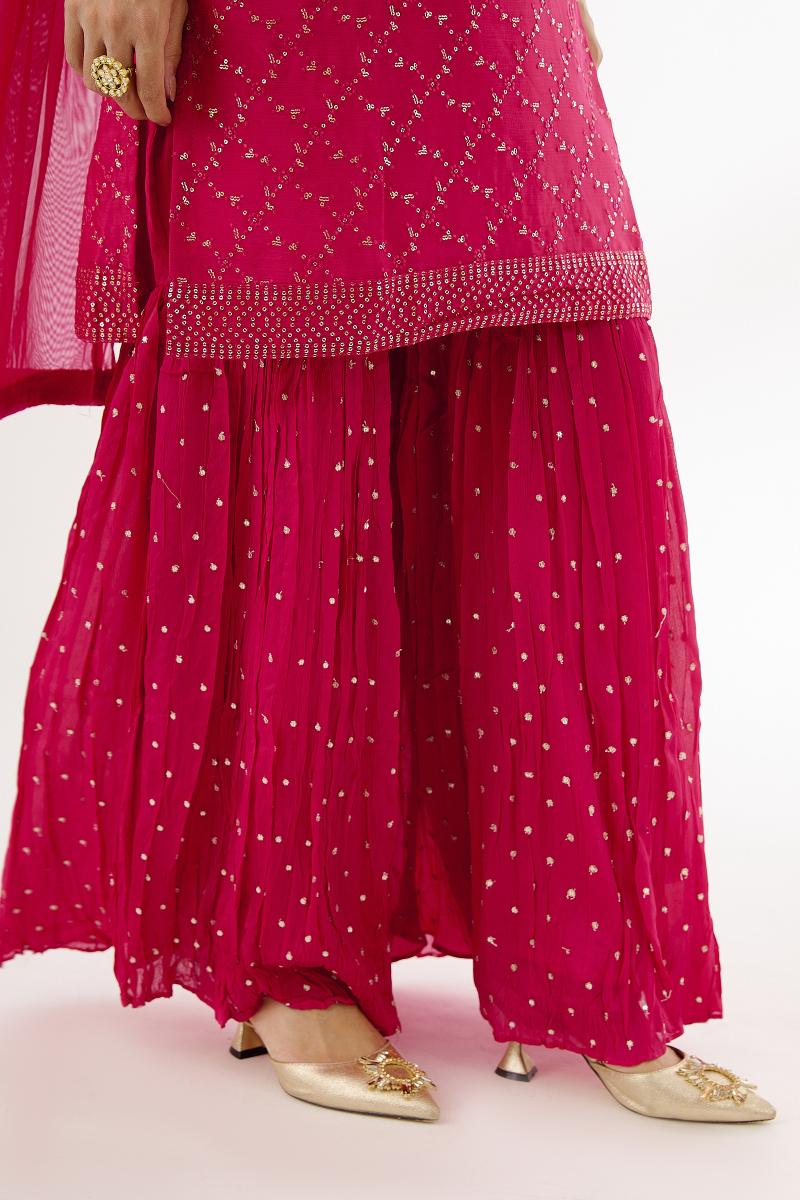 Magenta,Pink,Chiffon,Sharara,Suit-,Frontier,Raas