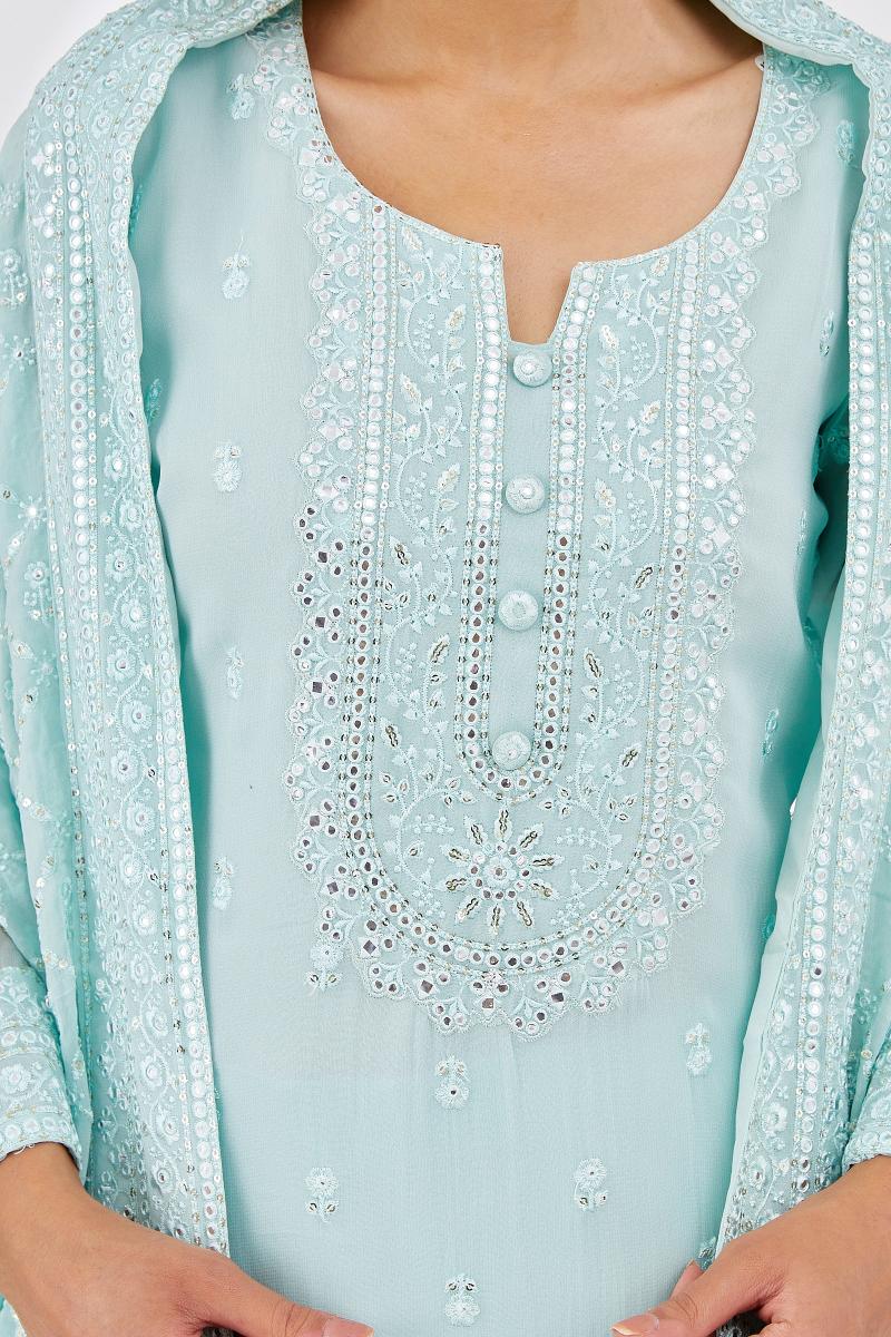 Sky,Blue,Sharara,Set-,Frontier,Raas