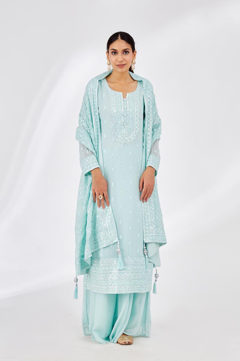 Sky,Blue,Sharara,Set-,Frontier,Raas