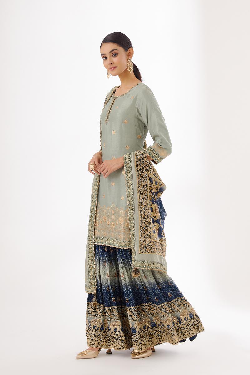 Powder,Blue,Garara,Suit-,Frontier,Raas