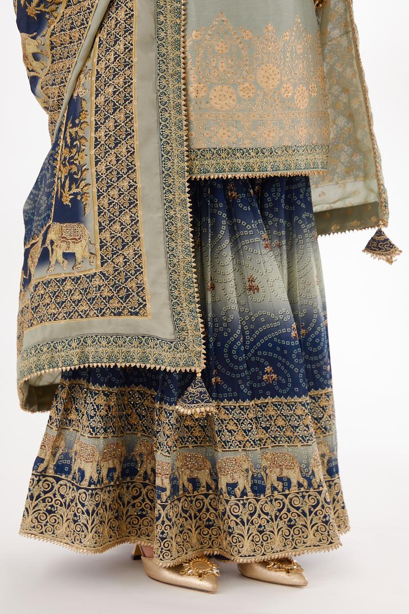 Powder,Blue,Garara,Suit-,Frontier,Raas