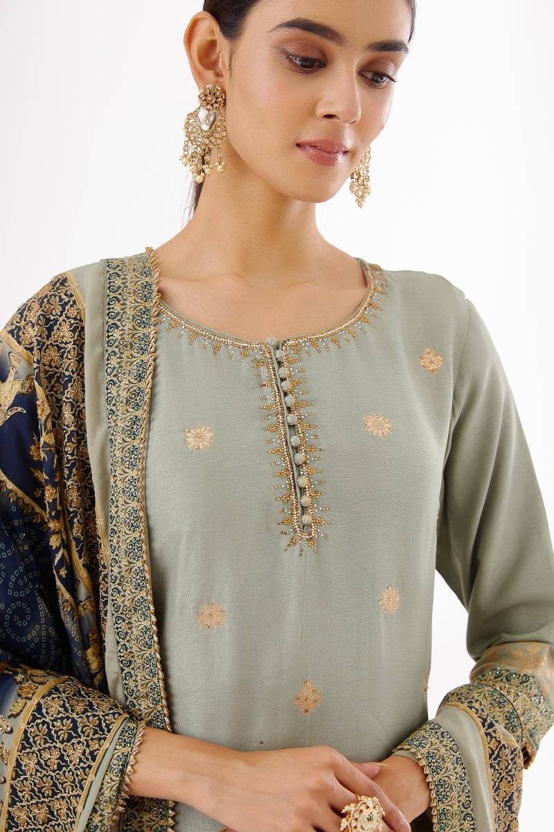 Powder,Blue,Garara,Suit-,Frontier,Raas