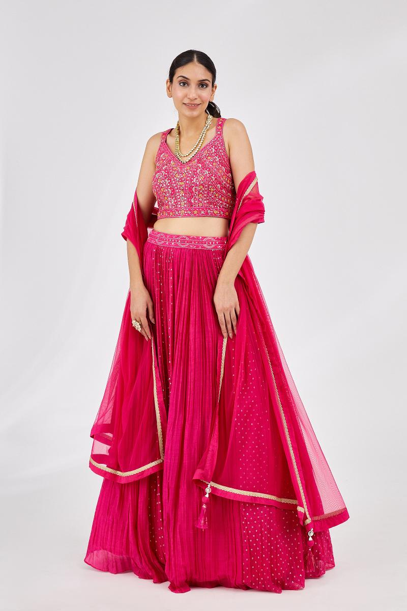 Magenta Silk Lehenga- Frontier Raas