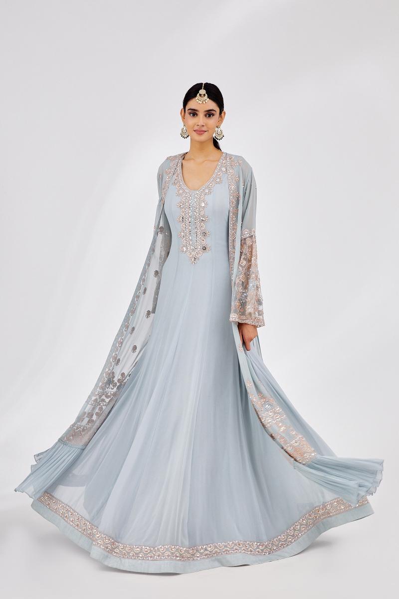 Neutral,Grey,Cape,Anarkali-,Frontier,Raas