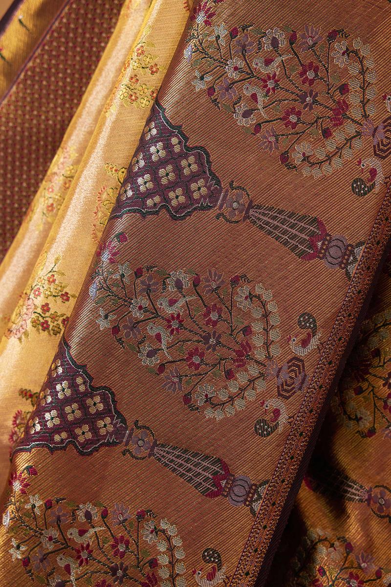 Bronze Gold Uppada Tissue Saree