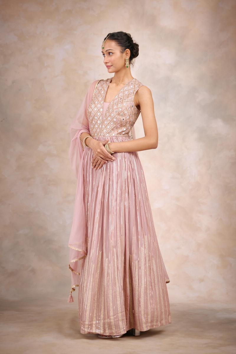 Rosy Peach Anarkali Suit Set- Frontier Raas