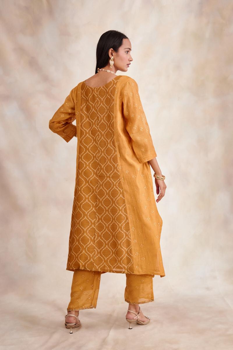 Raw Mustard Bandhani Suit Set- Frontier Raas