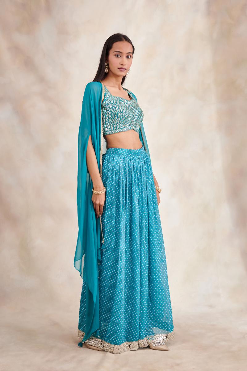 Scuba Blue Cape Sharara Set Frontier Raas