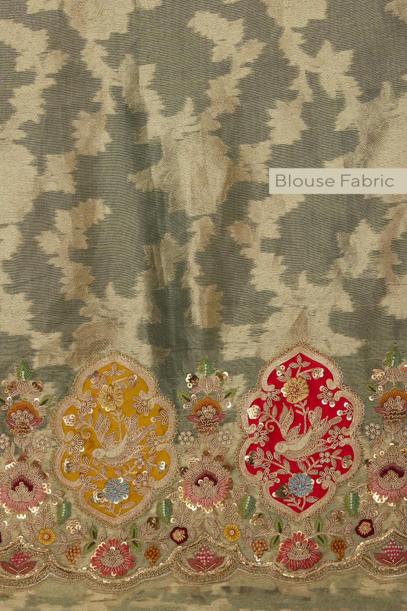 Almond Yellow Tissue Organza Saree - Frontier Raas