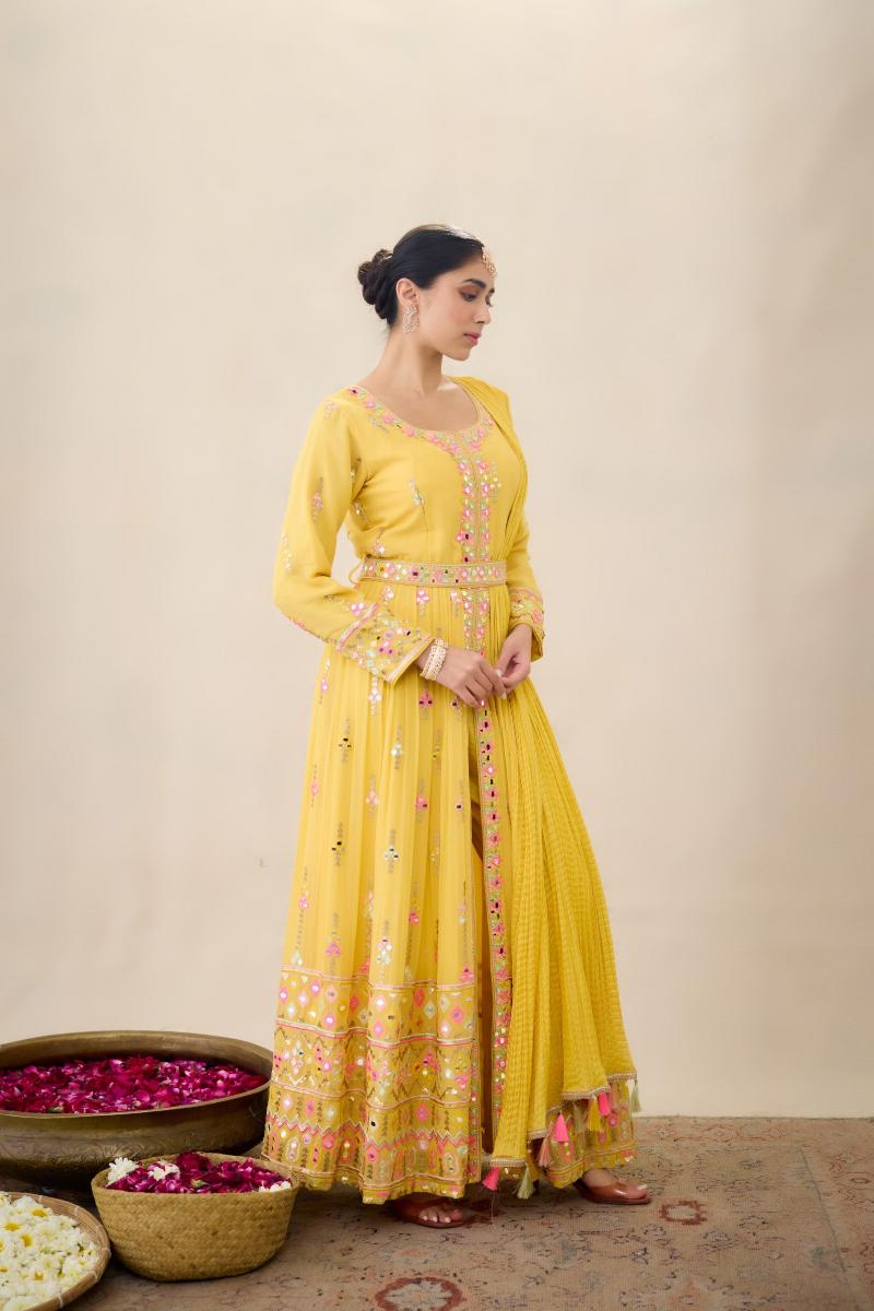 Sunflower Yellow Anarkali Set - Frontier Raas
