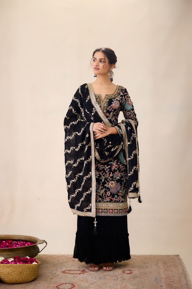 Coal Black Garara Set - Frontier Raas